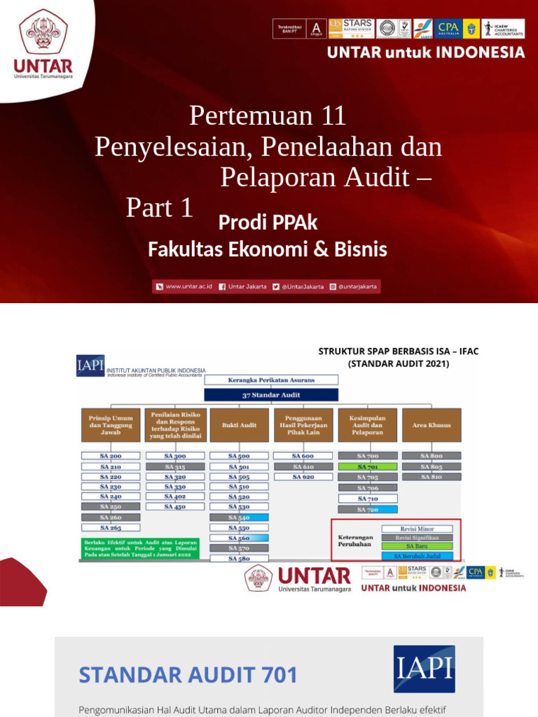 Pertemuan 11 - Penyelesaian Dan Pelaporan Audit - Part 1 | PDF