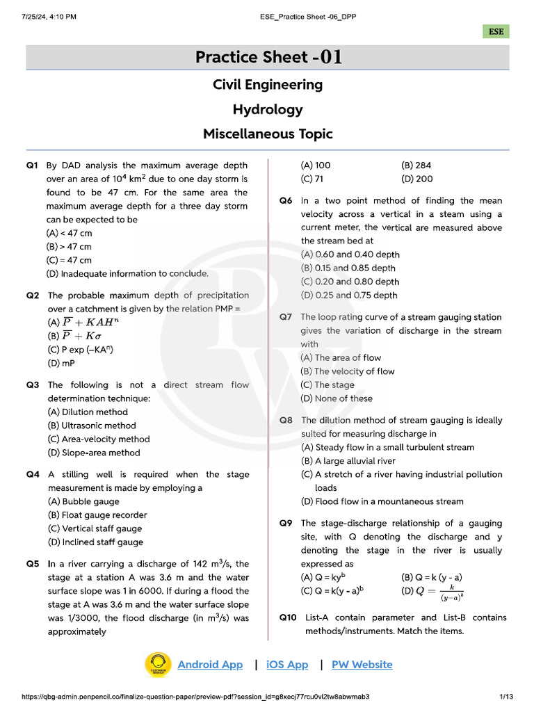 Miscellaneous Topics - Practice Sheet 01 - by Kailas Sir | PDF
