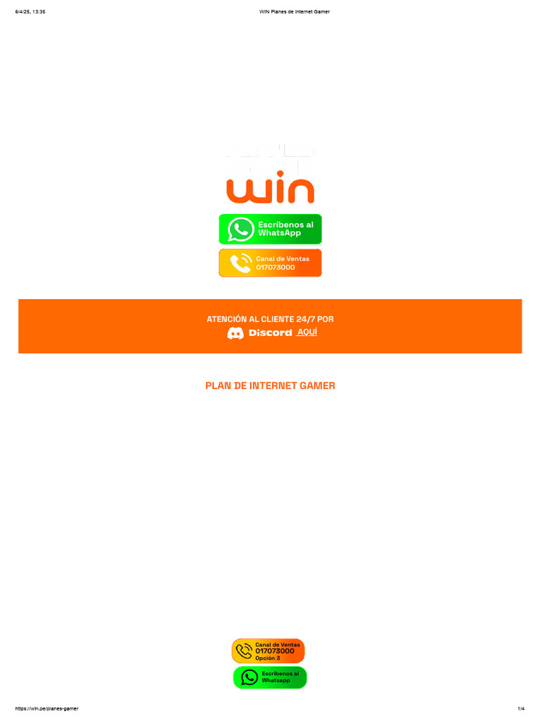 WIN Planes de Internet Gamer | PDF | Internet | Telecomunicaciones