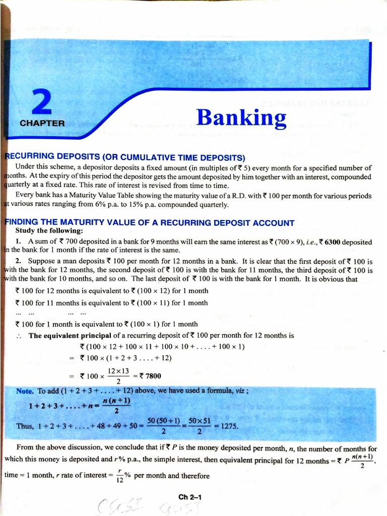 Maths Chapter 2 (Banking) | PDF