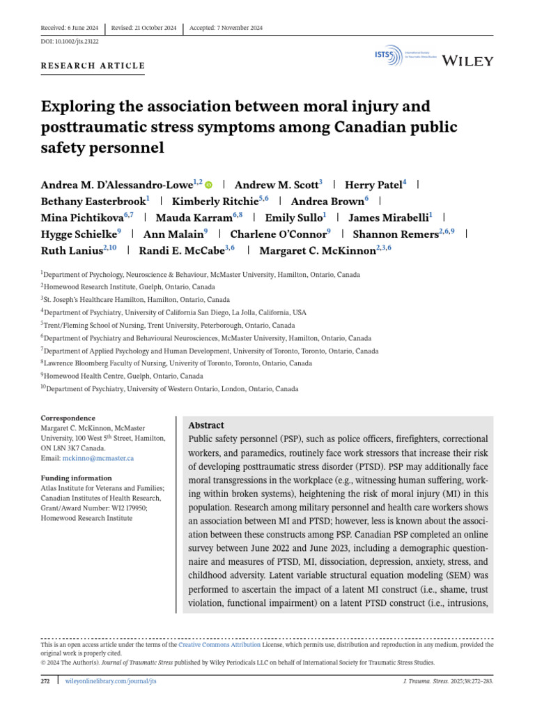 Exploring The Association Between Moral Injury and | PDF ...