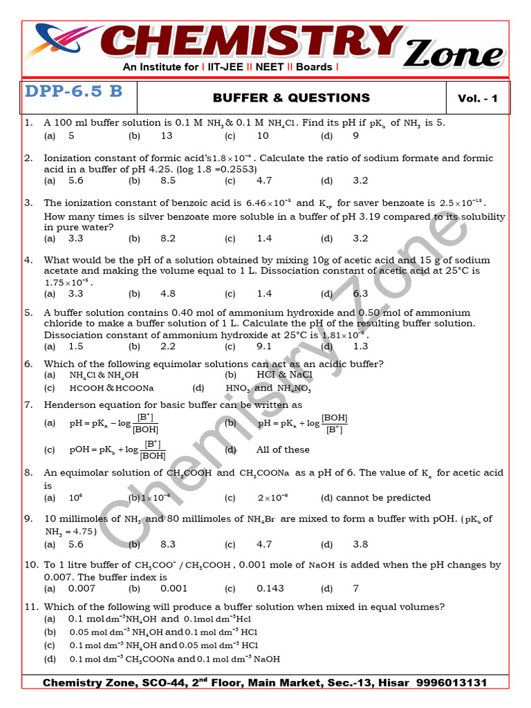 DPP-6.5 B | PDF | Acid Dissociation Constant | Buffer Solution