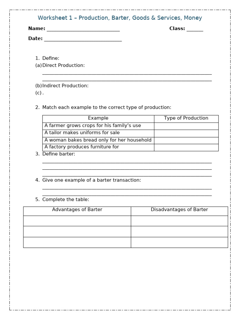 Pob Energy and Business Worksheets | PDF | Money | Barter