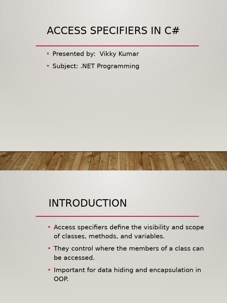 Access Specifiers in CSharp ABC | PDF