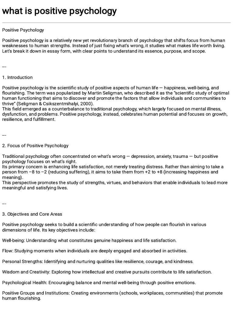 Understanding Positive Psychology Basics | PDF | Happiness | Positive ...