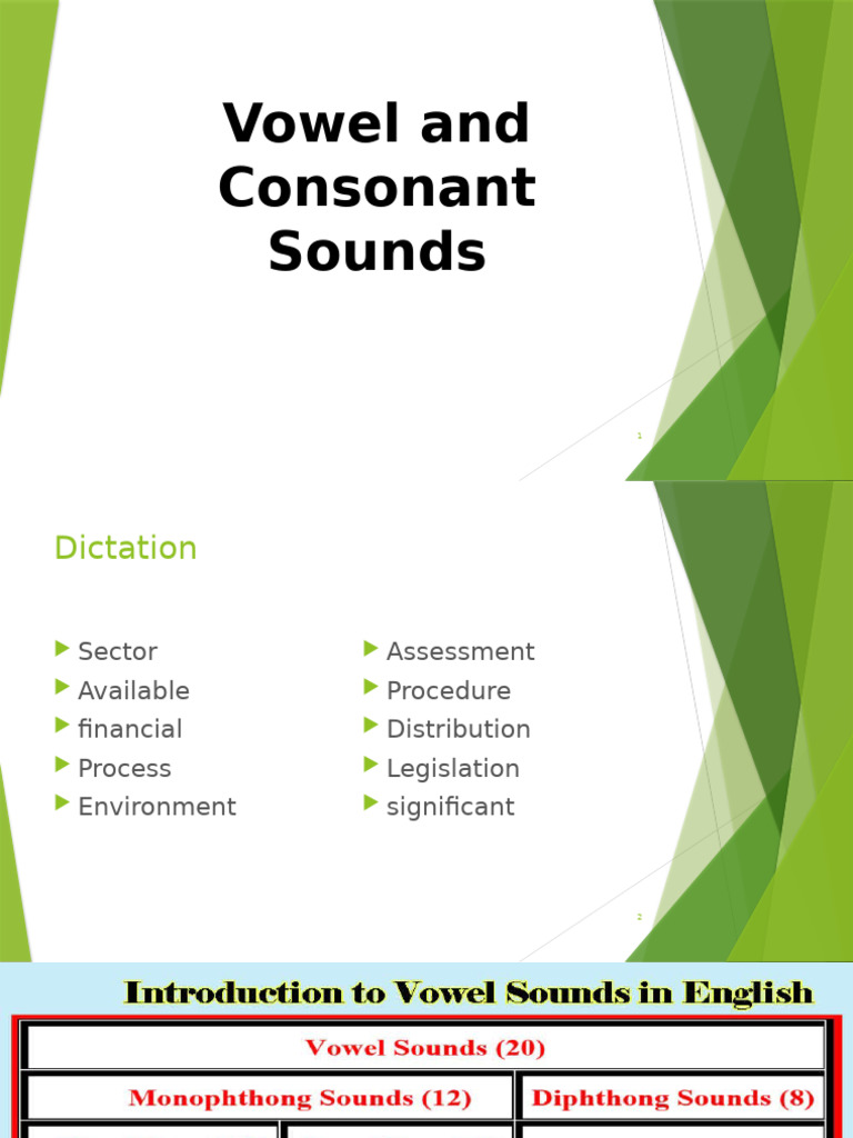 Vowel and Consonant Sounds | PDF | Stress (Linguistics) | Phonology
