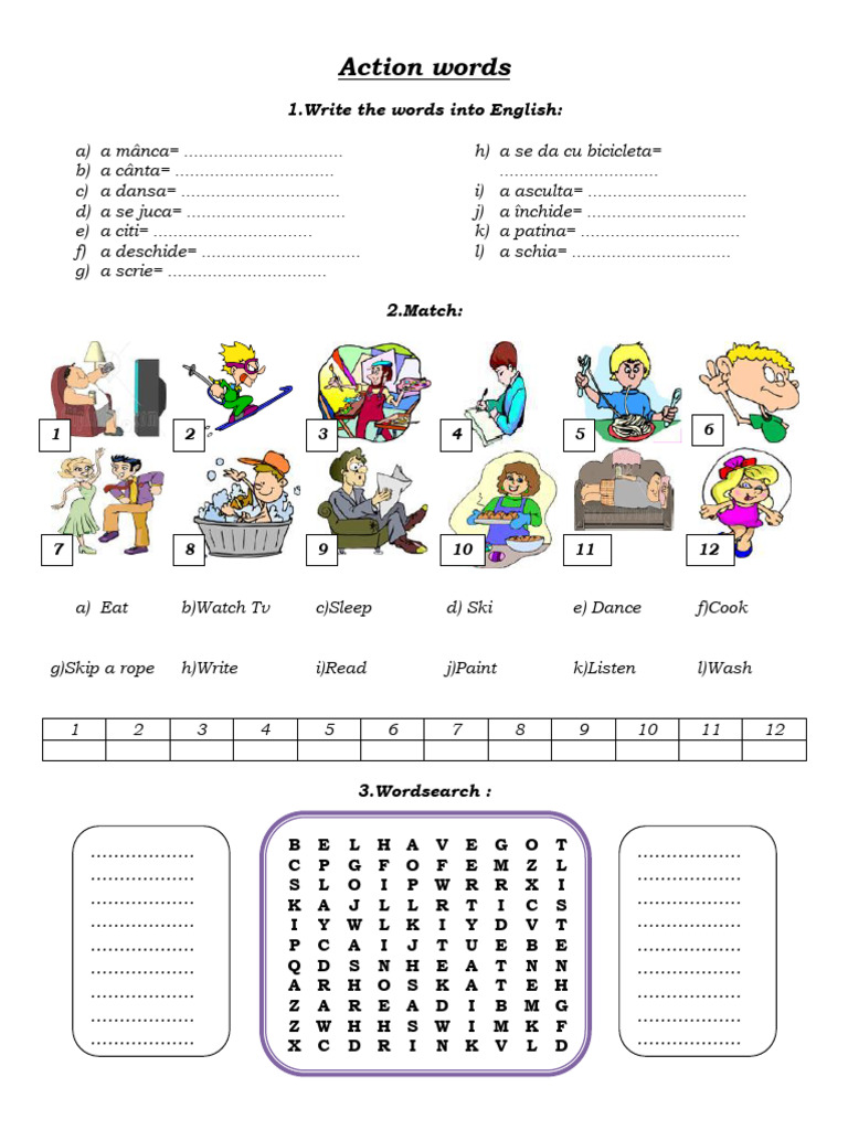 Romanian Action Words Exercises | PDF | Chess Theory | Chess
