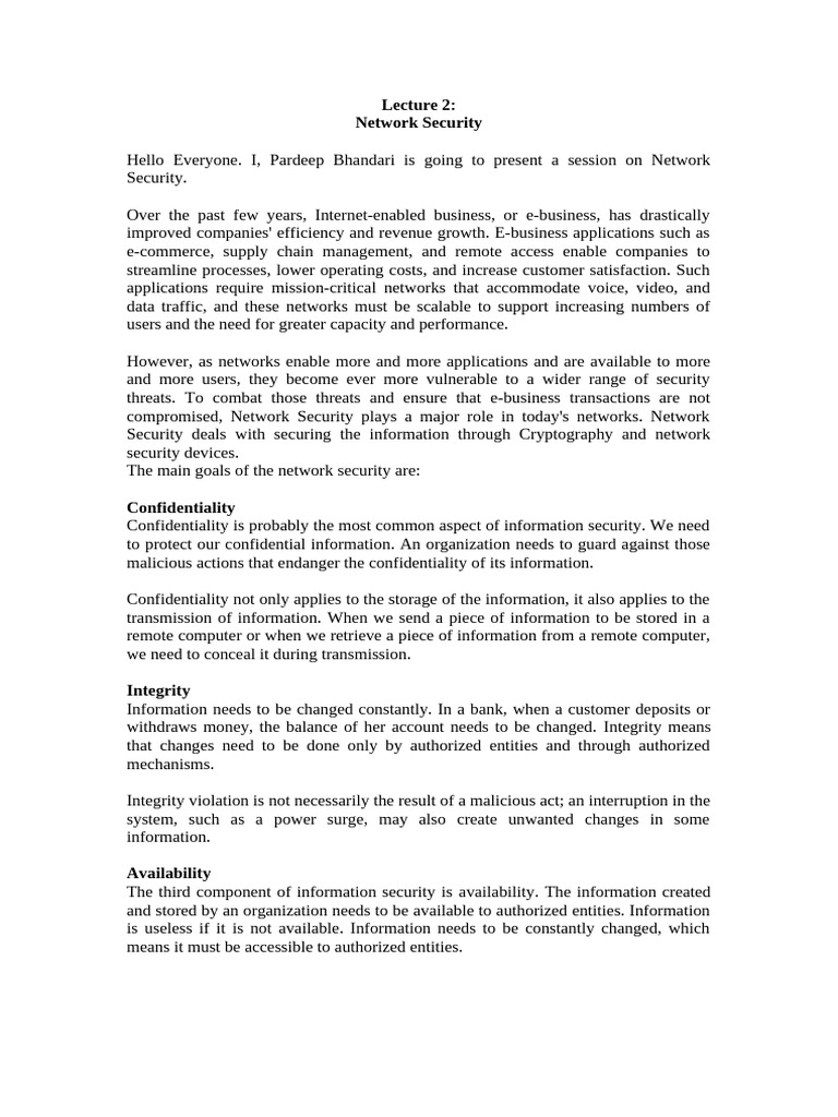 Lec - 02 - Academic Script | PDF | Key (Cryptography) | Cryptography