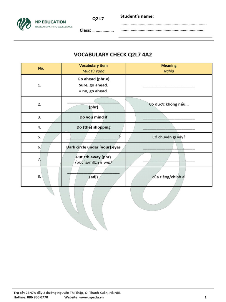 Q2 L7 - Vocabulary CHECK | PDF