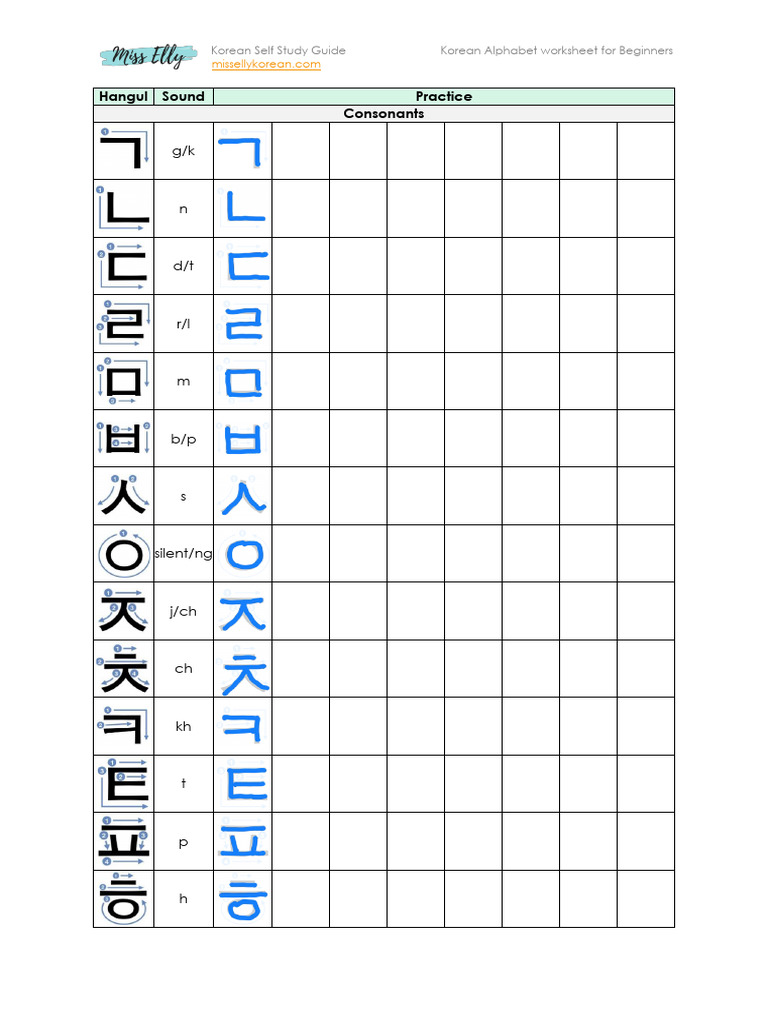 Korean Alphabet Worksheet | PDF