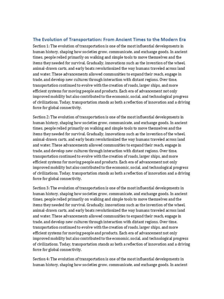 Evolution of Transportation Through History | PDF | Transport | Innovation