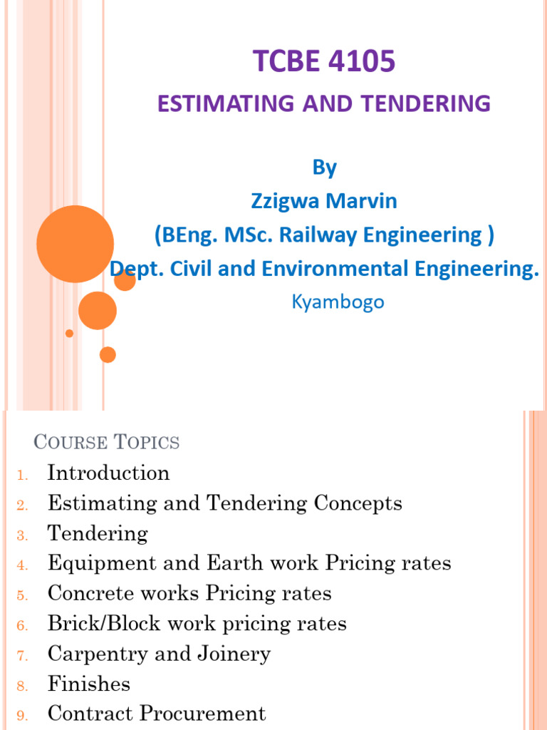 Estimating and Tendering in Construction | PDF | Occupational Safety ...