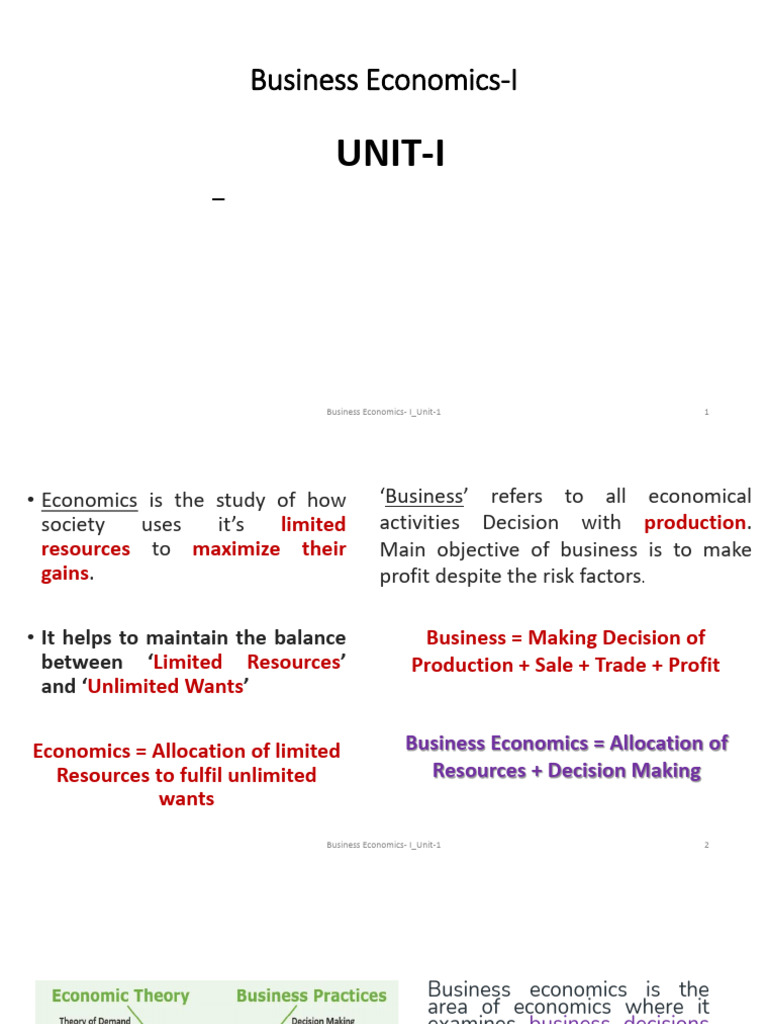 Business Economics-I - Unit 1 | PDF | Economics | Business Economics