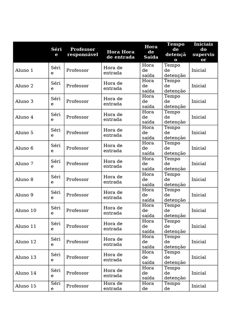 Registro de Detenção de Alunos | PDF