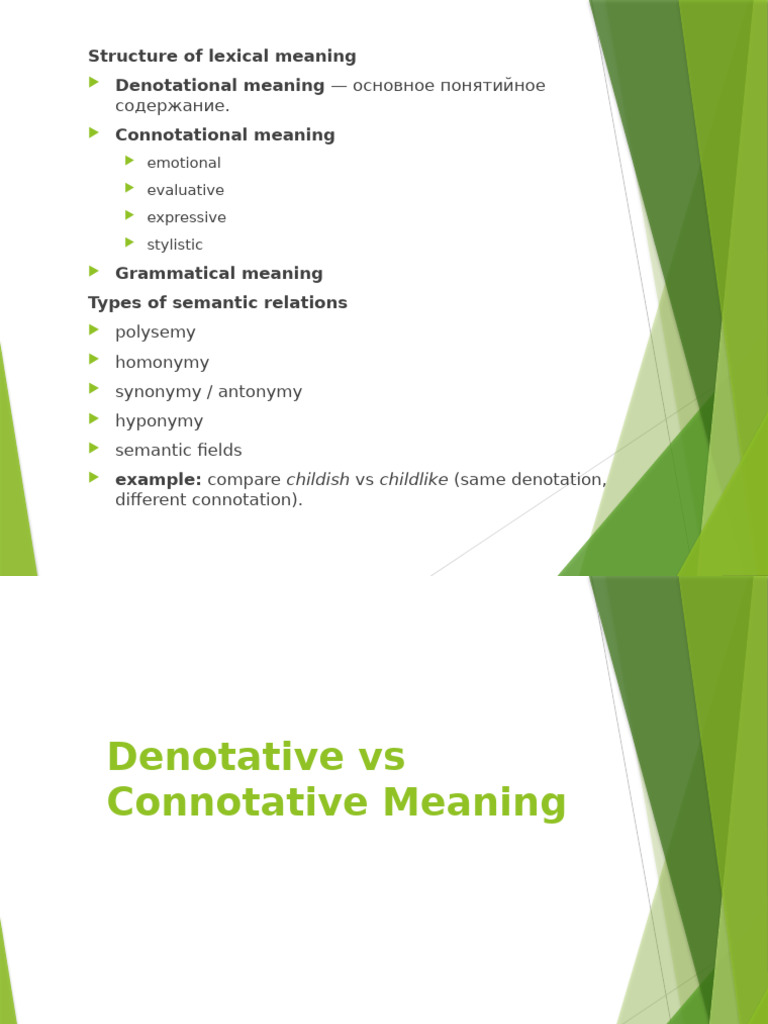 Lexical Meaning: Denotation & Connotation | PDF