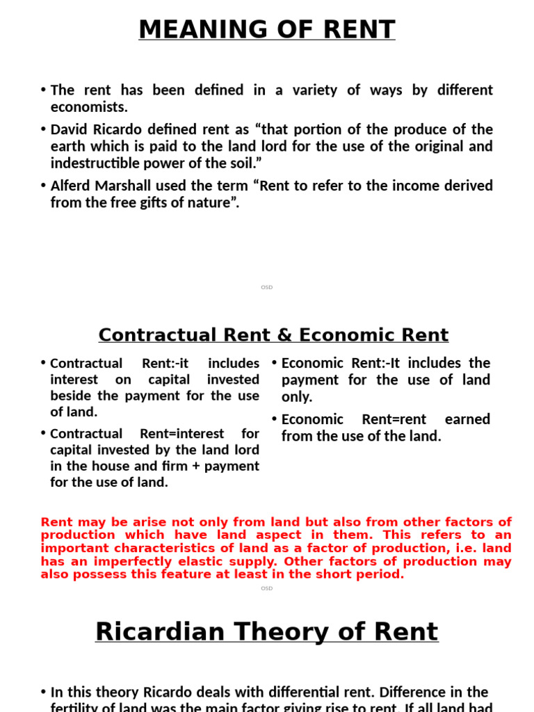 Understanding Rent: Definitions & Theories | PDF | Economics ...