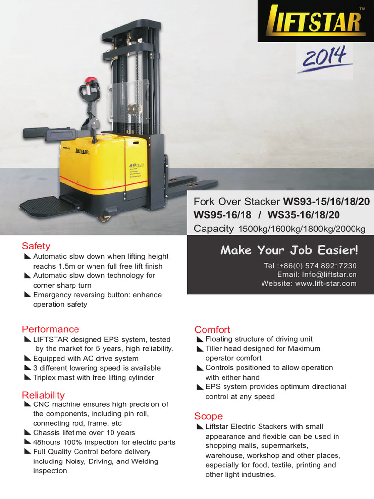 Liftstar Electric Stackers Overview | PDF | Elevator | Vehicles