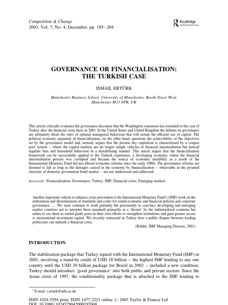 The Turkish Case | PDF | International Monetary Fund | Corporate Governance