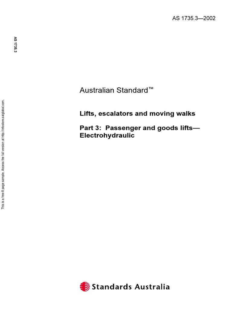As 1735.3-2002 Lifts Escalators and Moving Walks Passenger and Goods ...