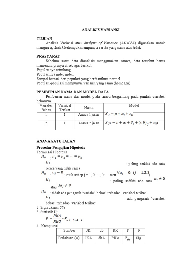 Panduan Analisis Variansi | PDF | Metode & Bahan Ajar | Sains & Matematika