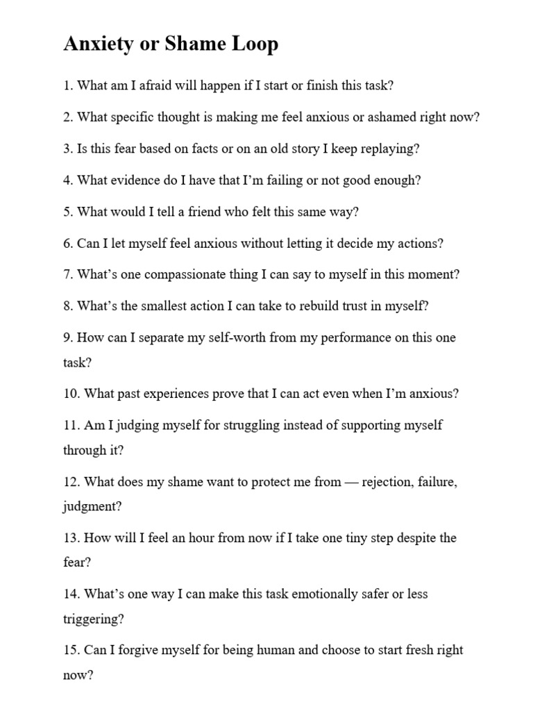 Anxiety or Shame Loop | PDF