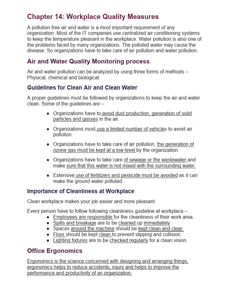 Workplace Air and Water Quality Guidelines | PDF