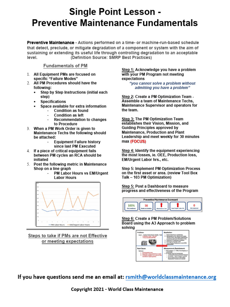 Single Point Lesson - Preventive Maintenance 1 | PDF