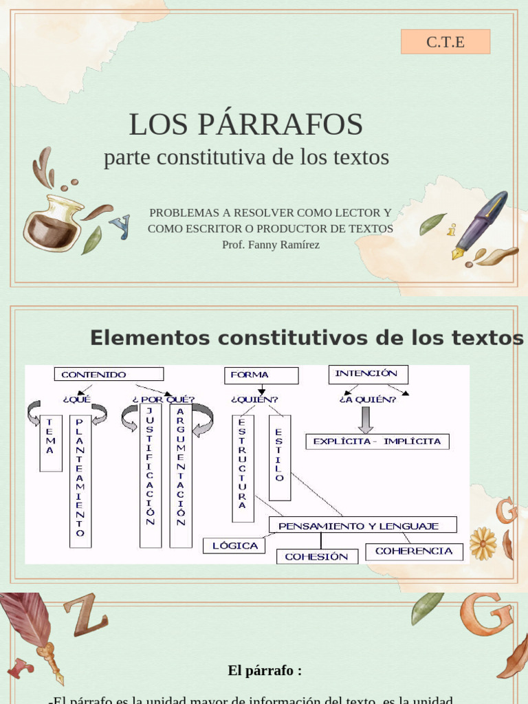 Estructura y Tipos de Párrafos en Textos | PDF | Pensamiento | Oración ...