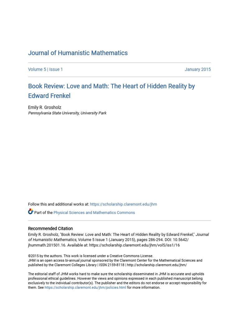 Review of "Love and Math" by Frenkel | PDF | Field (Mathematics ...