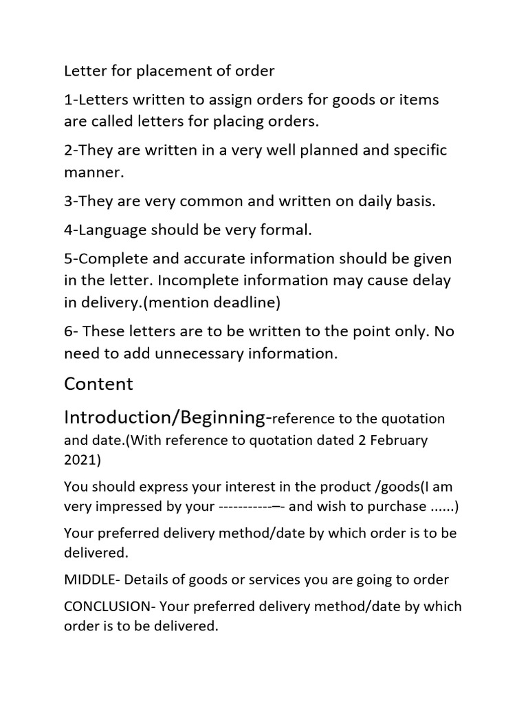 Placement Order Letter | PDF