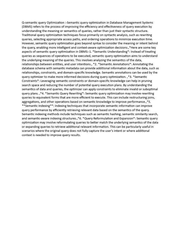 Semantic Query Optimization | PDF | Information Retrieval | Databases