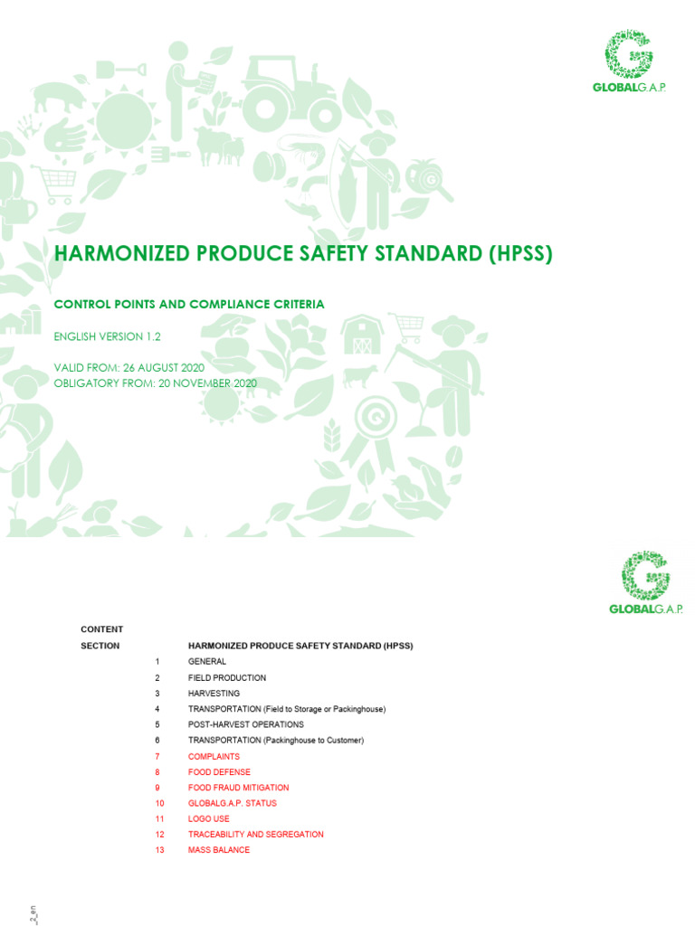 Harmonized Produce Safety Standard | PDF | Food Safety | Sanitation