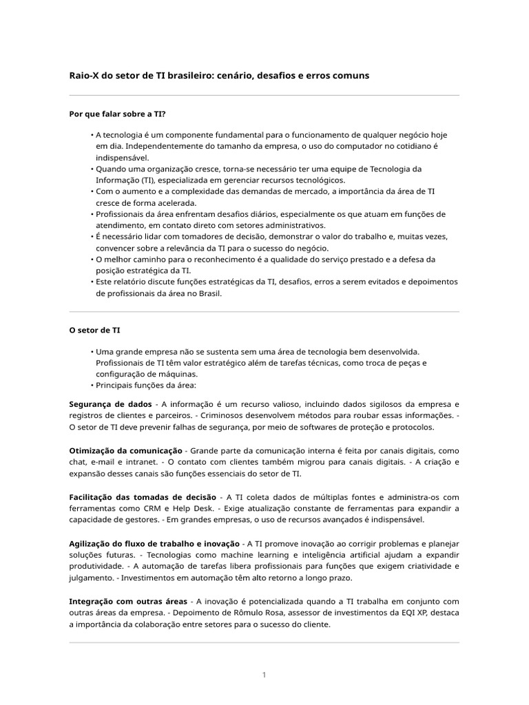 Raio X Ti Brasil | PDF | Tecnologia da Informação