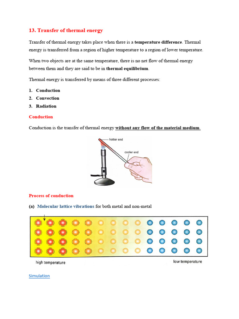 Thermal Energy Transfer Methods Explained | PDF | Thermal Conduction ...