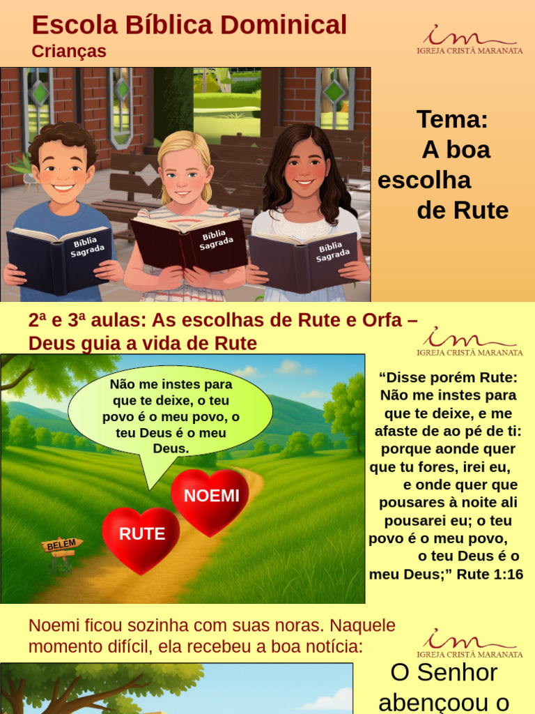 2a e 3a Aulas_Slides_CRI_A Boa Escolha de Rute_As Escolhas de Rute e Orfa - Deus Guia a Vida de ...