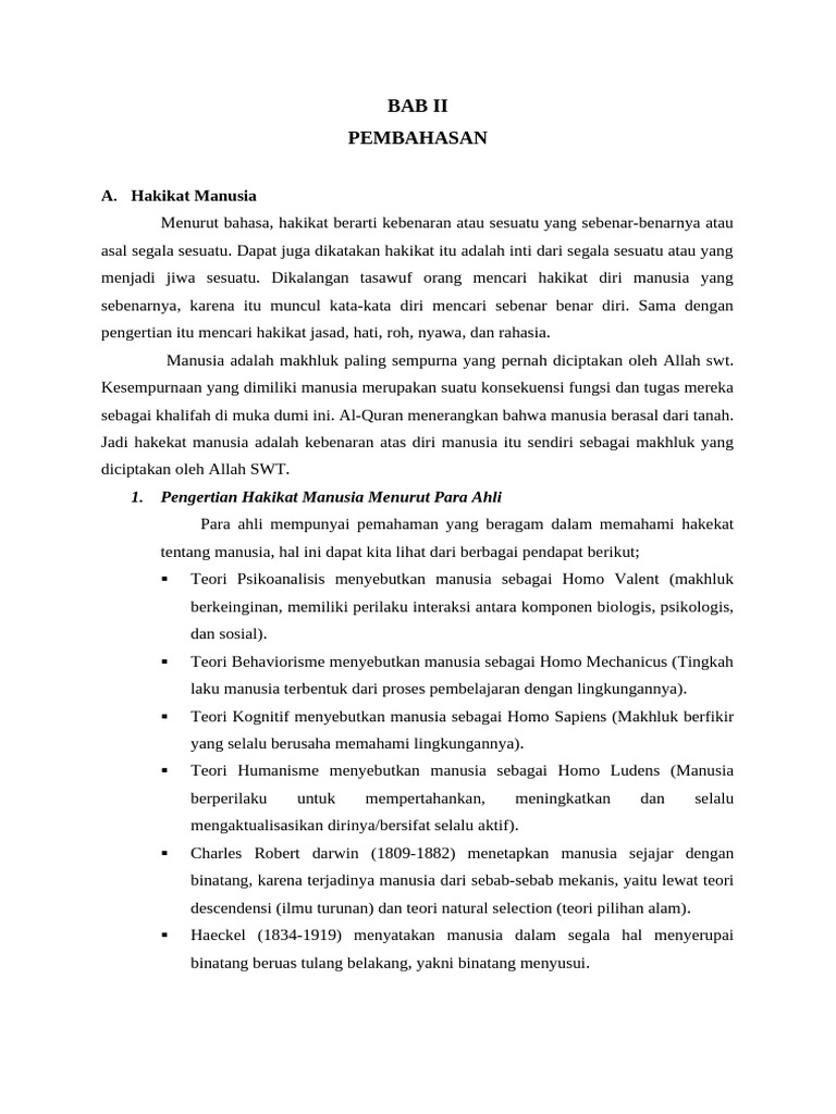 Bab II Hakekat Manusia | PDF