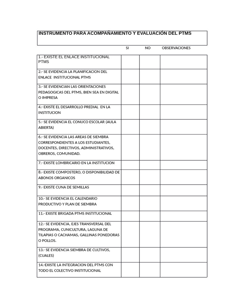 Iacompañamiento y Evaluación Del Ptms | PDF