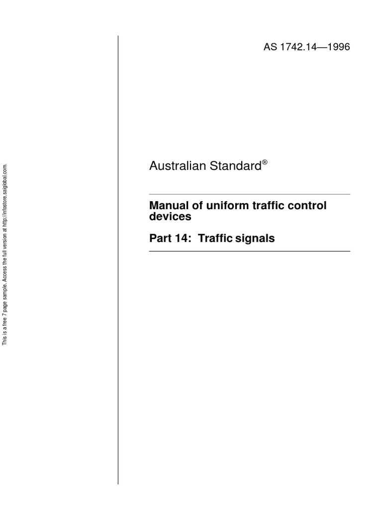 As 1742.14-1996 Manual of Uniform Traffic Control Devices Traffic ...