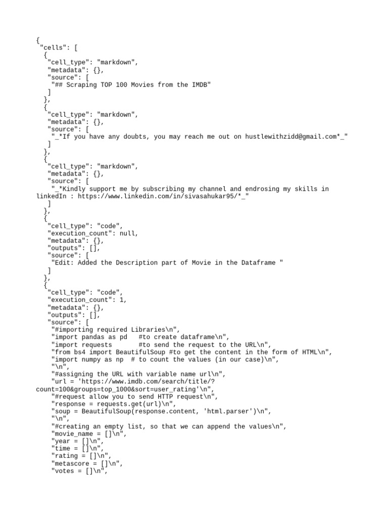 Scraping Data From Imdb.ipynb | PDF