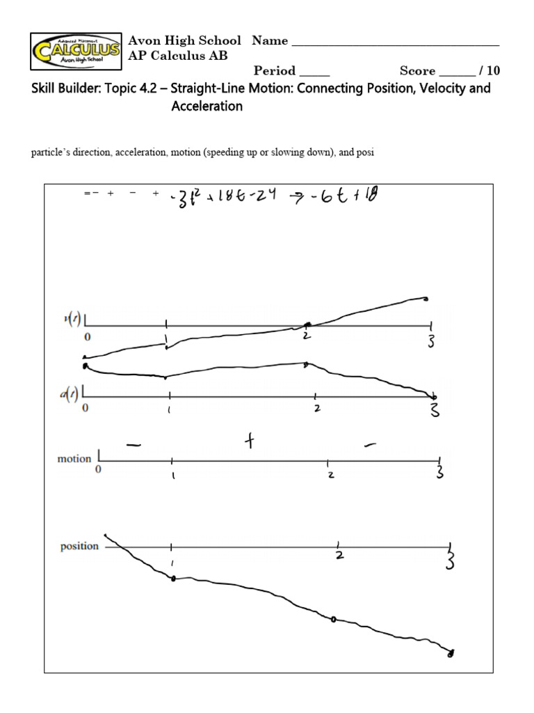AP Calculus AB: Motion Analysis Skills | PDF | Acceleration | Classical ...