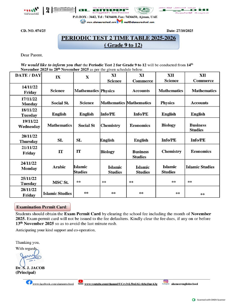 PT2 Time Table Grade 9 To 12 25-26 | PDF