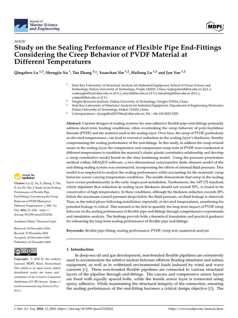 Study On The Sealing Performance of Flexible Pipe | PDF | Creep ...