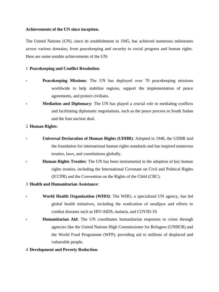 UN Achievements and Future Evolution | PDF | United Nations ...