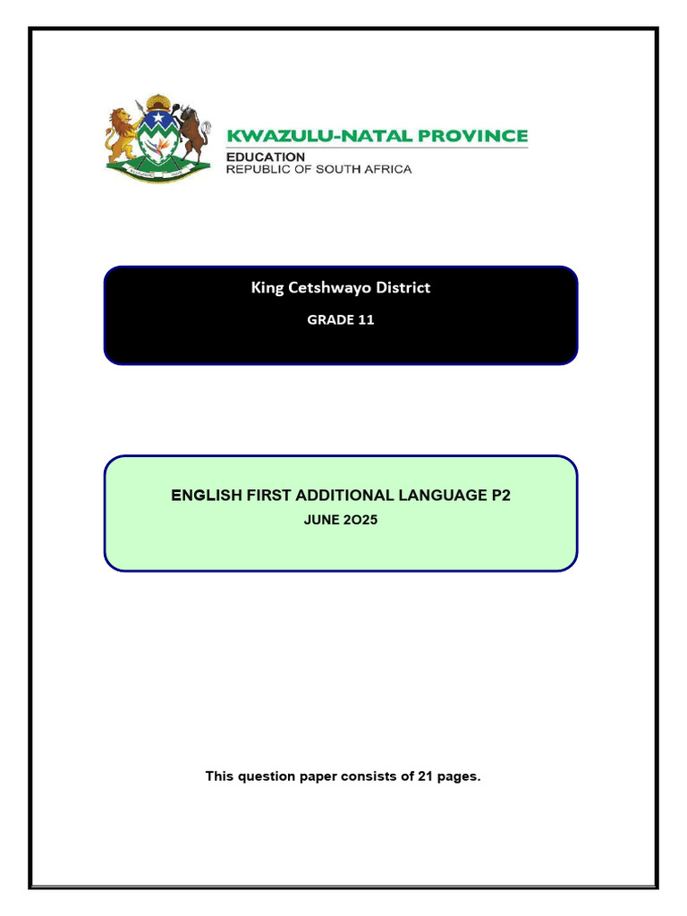 Grade 11 English Exam: June 2025 | PDF