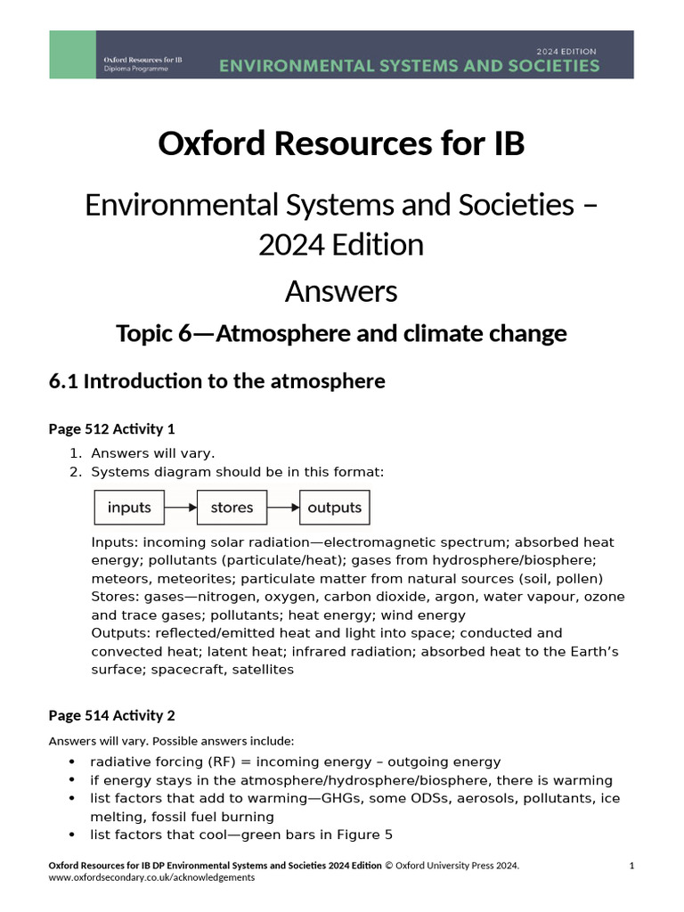 IB Environmental Systems: Climate Change Insights | PDF | Climate ...
