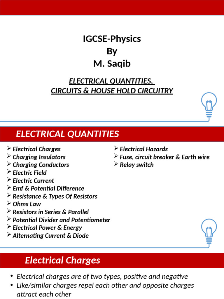 IGCSE Physics: Electrical Circuits Guide | PDF | Electricity | Electric ...
