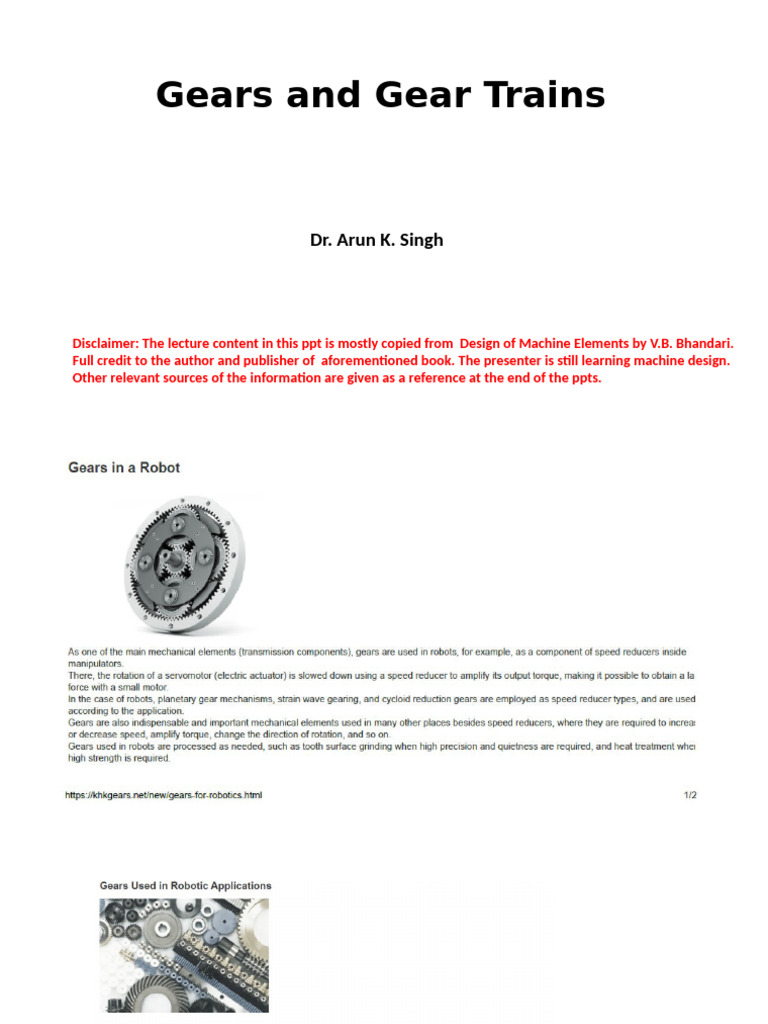 Gears and Gear Trains (1) | PDF