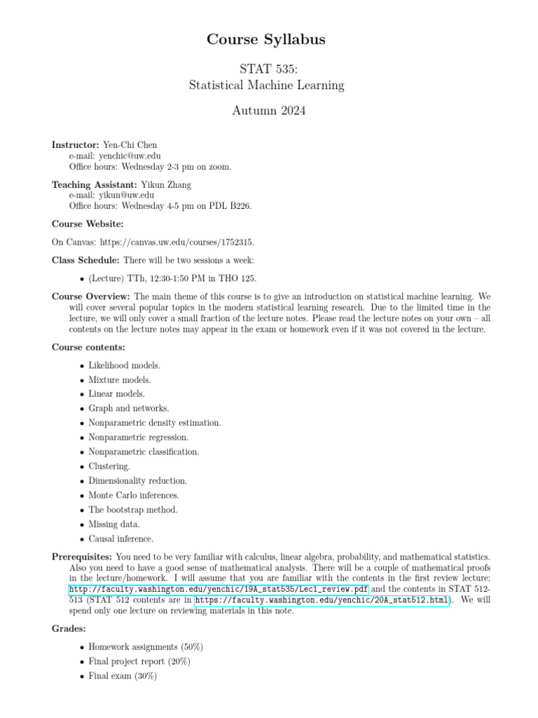 Syllabus | PDF | Academic Integrity | Statistics