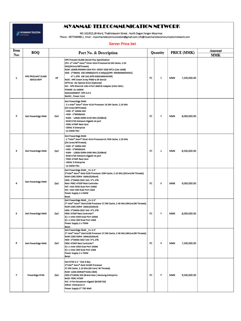 Server and Networking Equipment Price List | PDF | Network Switch ...