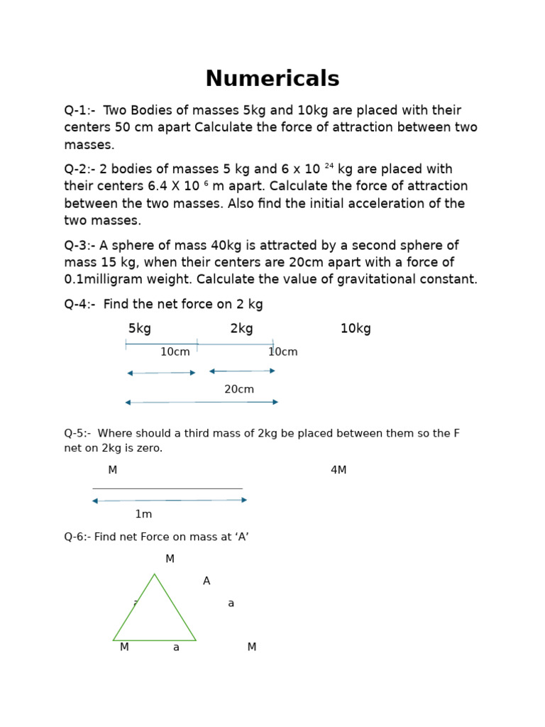 Numerical Phy Gravitation | PDF | Force | Mass